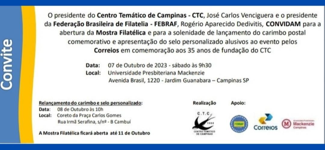 Convite | Cerimônia abertura - CTC – Centro Temático de Campinas
